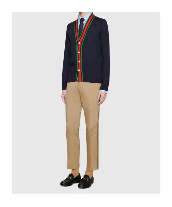 Gucci Wool Knitted Cardigan With Classic Stripes