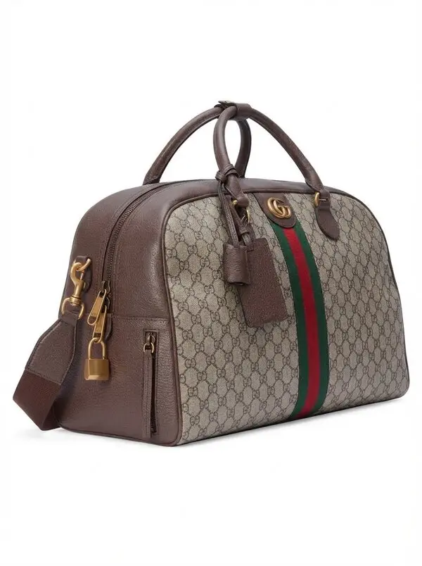 Gucci Gg Supreme Web Band Duffle Bag - Nude