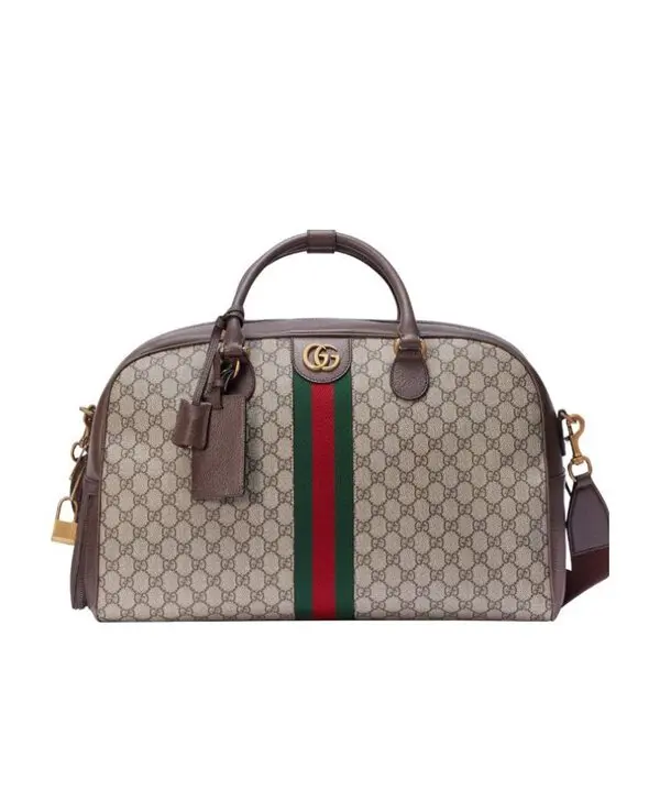 Gucci Gg Supreme Web Band Duffle Bag - Nude