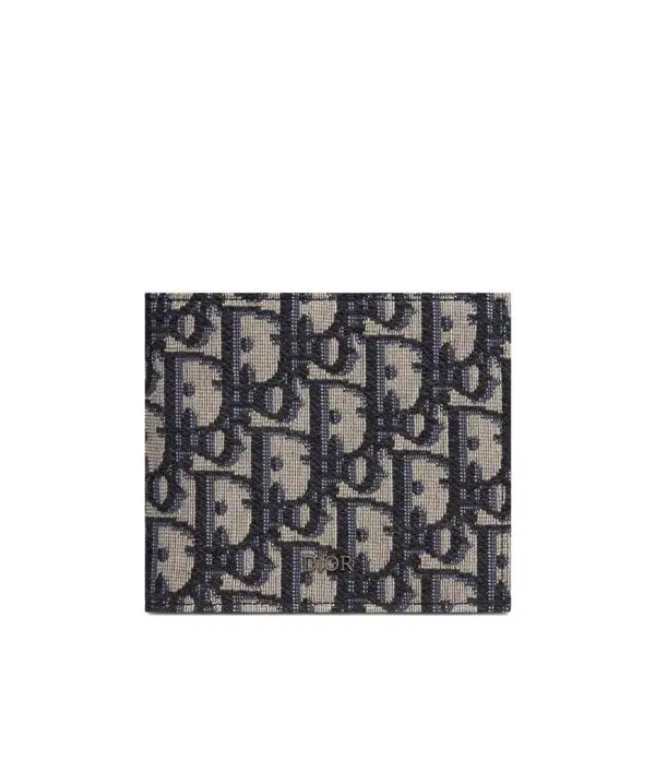 Dior Oblique Jacquard Compact Wallet - Gray
