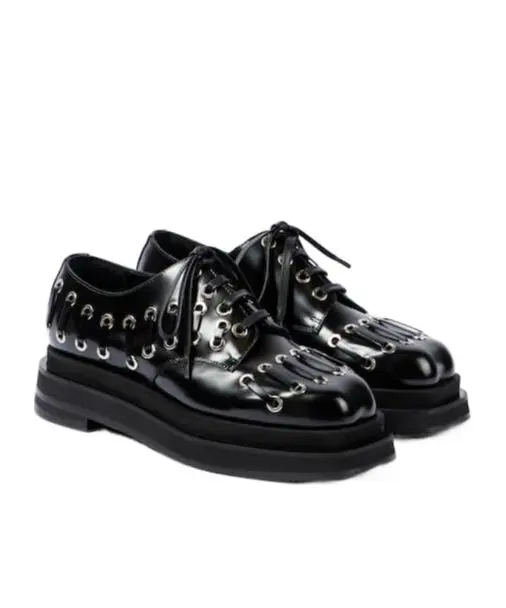 Simone Rocha Heart Toe Leather Platform Brogues - Black