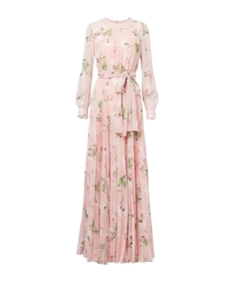 Erdem Floral Pleated Voile Gown