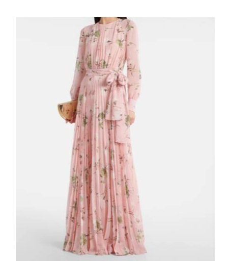 Erdem Floral Pleated Voile Gown