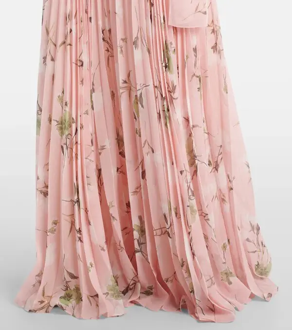 Erdem Floral Pleated Voile Gown