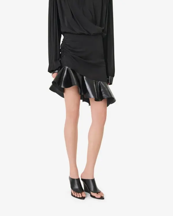 IRO PARIS Leather Ruffle Skirt