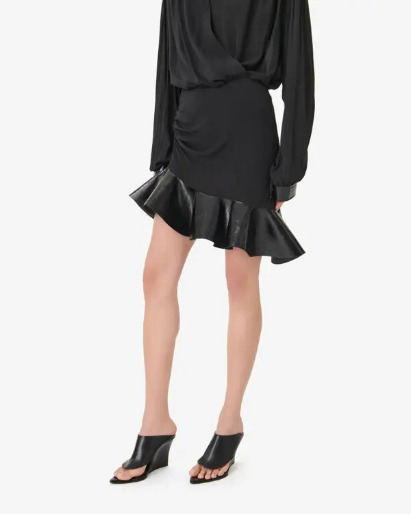 IRO PARIS Leather Ruffle Skirt
