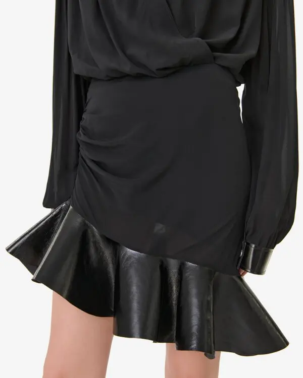 IRO PARIS Leather Ruffle Skirt