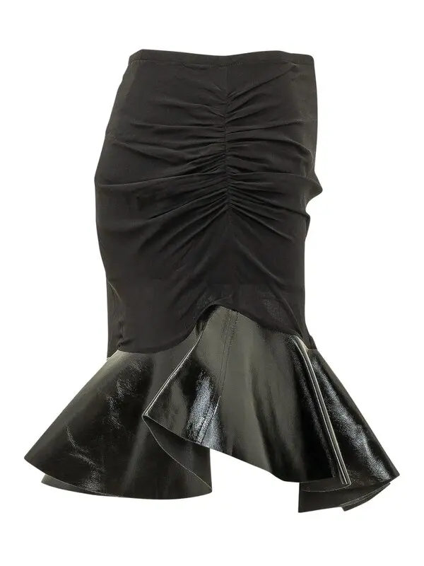 IRO PARIS Fadela Ruched Skirt With Patent Leather Ruffle