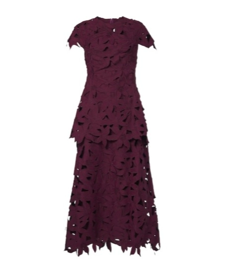 Simkhai Neve Floral Guipure Lace Cocktail Dress - Wine Red