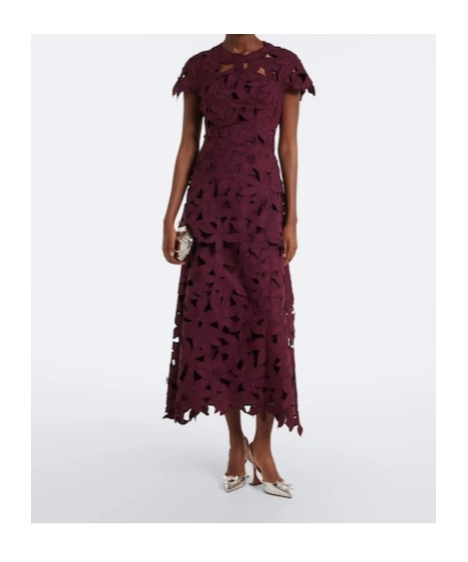 Simkhai Floral Guipure Lace Cocktail Dress - Wine Red