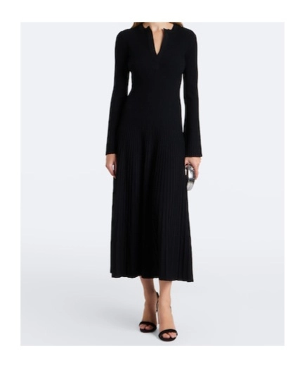 Simkhai Genna Ribbed-knit V-neck Midi Dress - Black