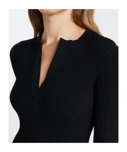 Simkhai Genna Ribbed-knit V-neck Midi Dress - Black