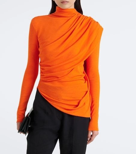 MUGLER Caped Wool-blend Top