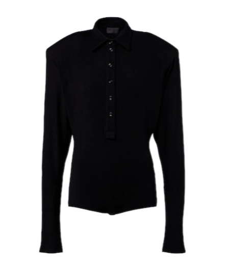 MUGLER Wool-blend Polo Sweater - Black