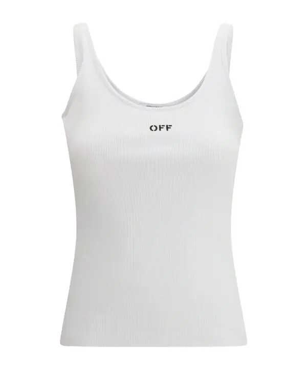 Off-White Ribbed Crew Neck Vest - White