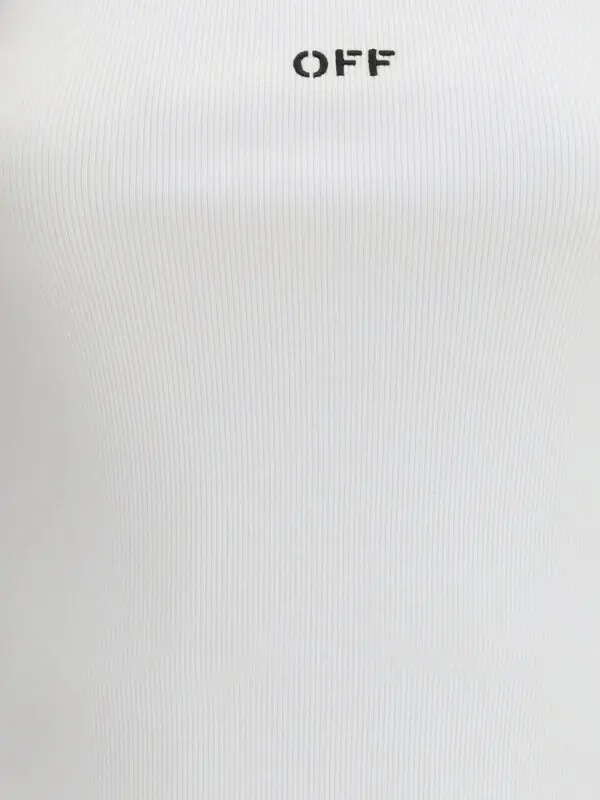 Off-White Ribbed Crew Neck Vest - White