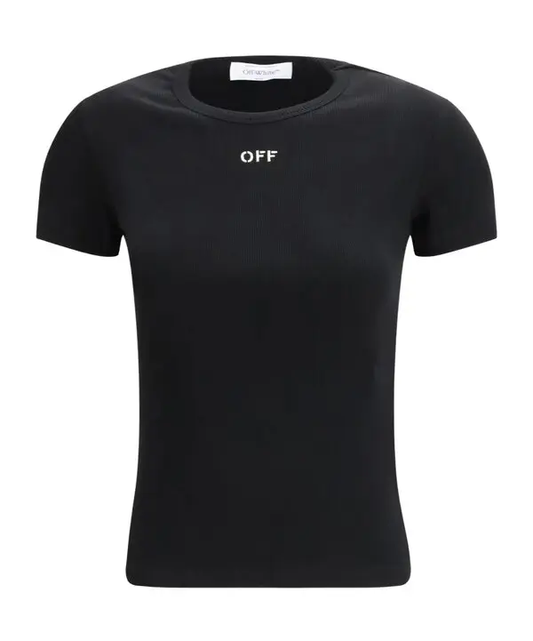 Off-White Logo Ribbed T-shirt - Black