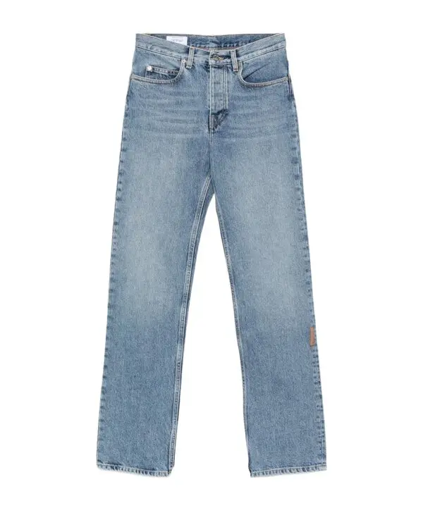 Off-White Logo Patch Straight Leg Jeans - Blue
