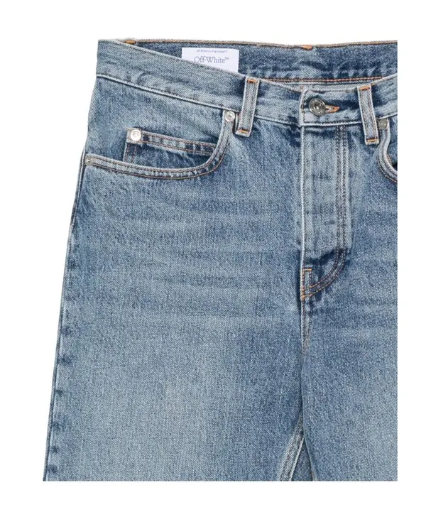 Off-White Logo Patch Straight Leg Jeans