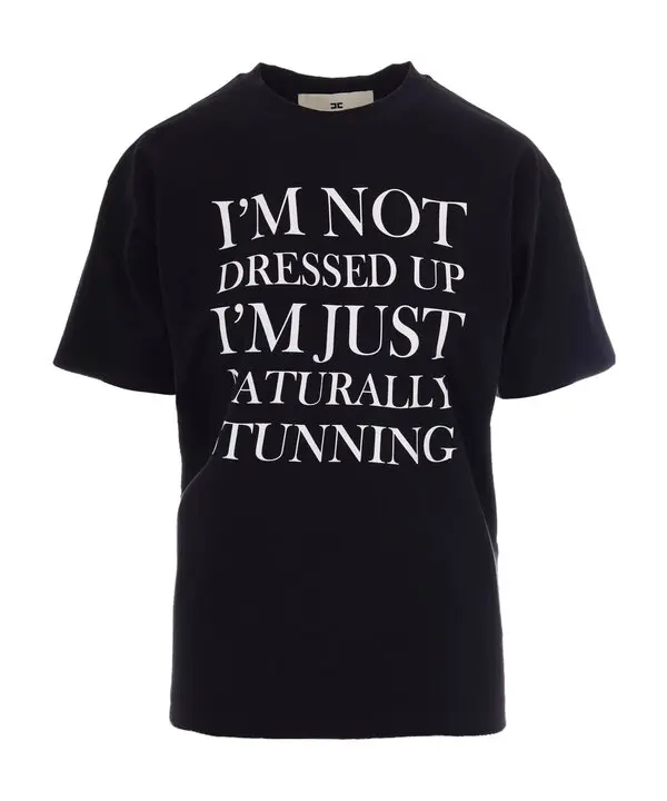Elisabetta Franchi Lightweight Jersey T-shirt With Print - Black