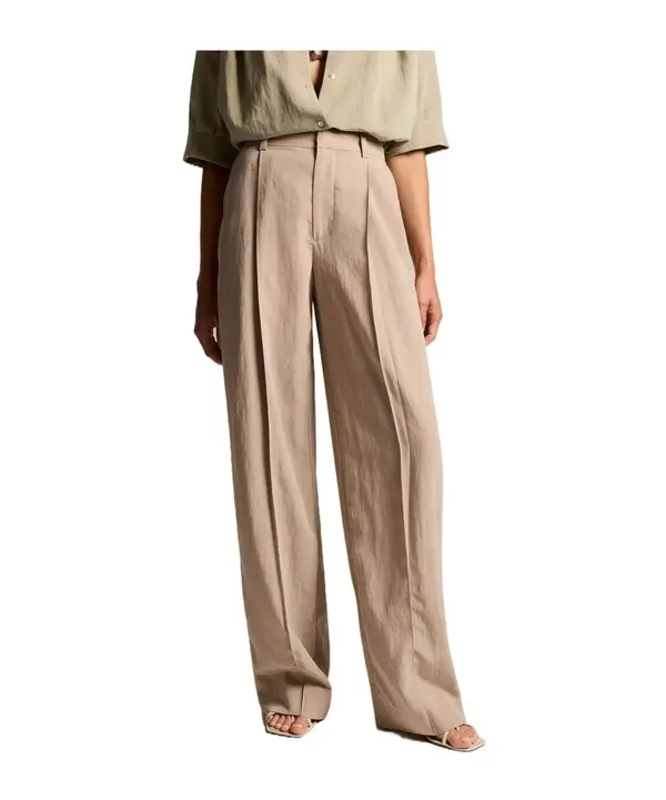 Vince Pleated Wide-leg Trousers - Dried Flower
