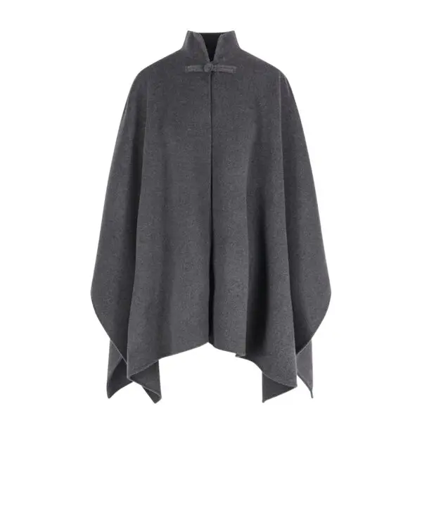 RÓHE Stand-collar Cape With Chinese Knotted Closures - Dark Gray