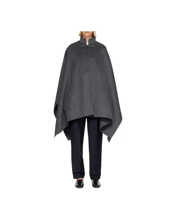 RÓHE Stand-collar Cape With Chinese Knotted Closures - Dark Gray