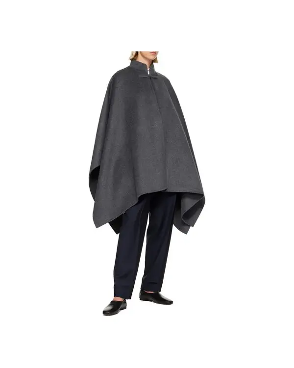 RÓHE Stand-collar Cape With Chinese Knotted Closures - Dark Gray