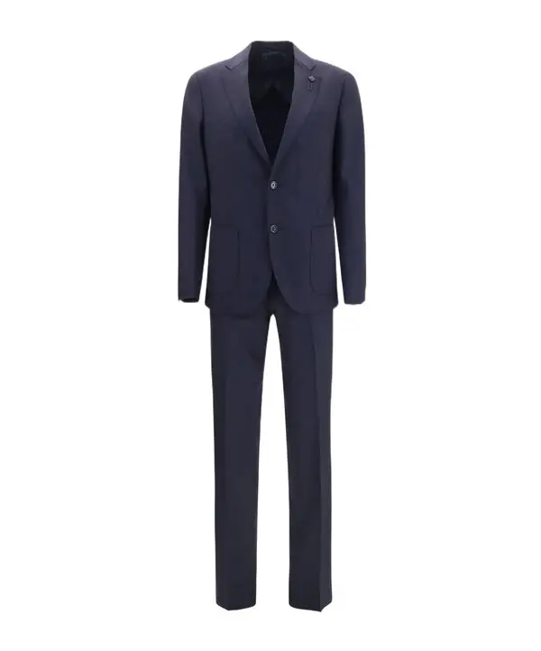 LARDINI Cropped Blazer Straight-leg Suit - Navy Blue