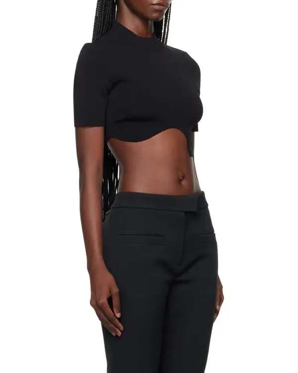 Christopher Esber Asymmetrical Cropped Rib Knit Top - Black