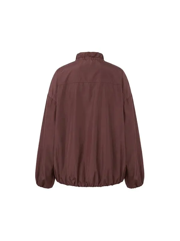 Max Mara Drawstring Ruffled Bomber Jacket - Bordeaux Red