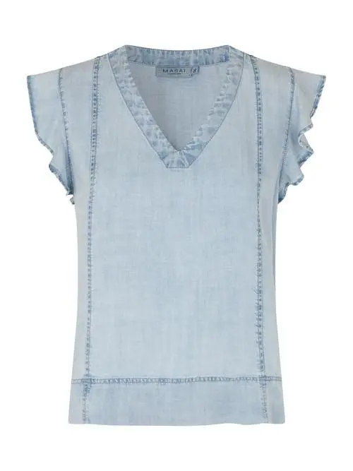 MASAI COPENHAGEN Madalali Denim V-neck Blouse