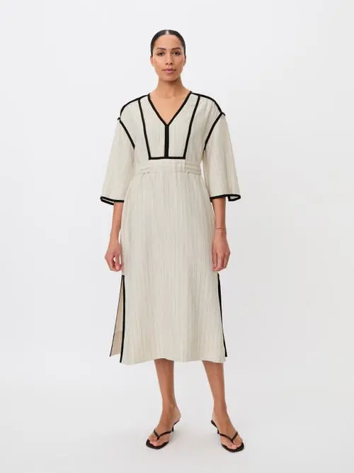MASAI COPENHAGEN Maneyla Linen-blend V-neck Dress - Fog