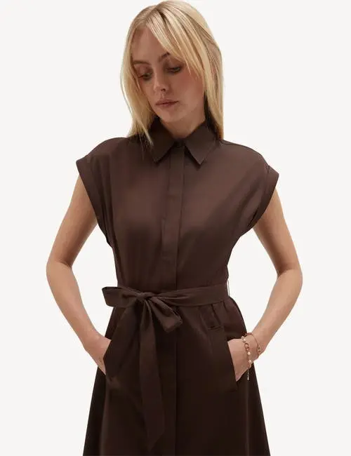 HOBBS LONDON Kristen Belted Shirt Dress - Alderbrown