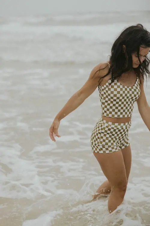 Geode Swimwear Myrtle High-waisted Checkered Shorts