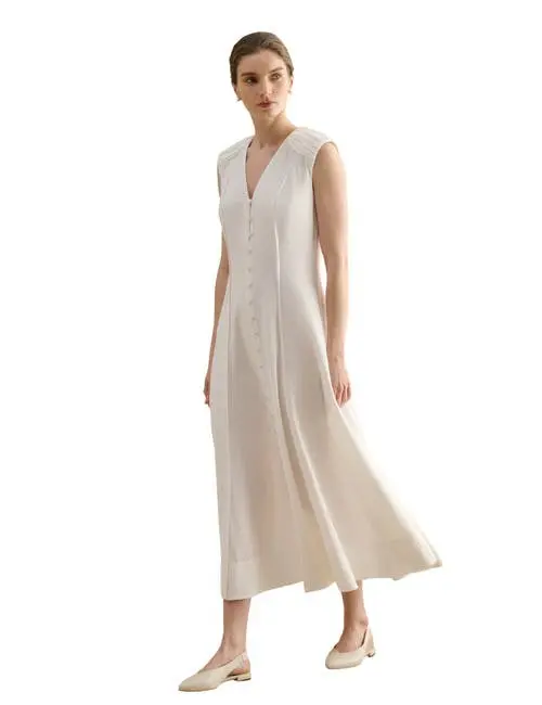 HOBBS LONDON Elida Button-front Midi Dress - Ivory
