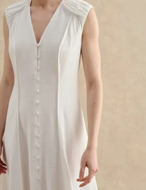 HOBBS LONDON Elida Button-front Midi Dress