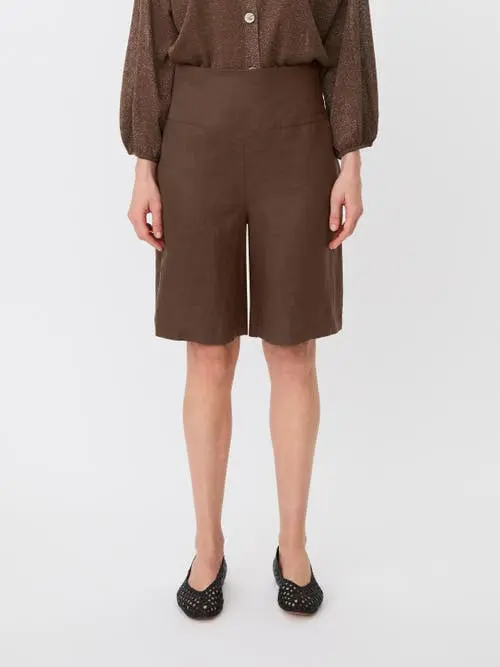 MASAI COPENHAGEN Mapinja Smock Waist Linen Shorts - Sh. Chocolate