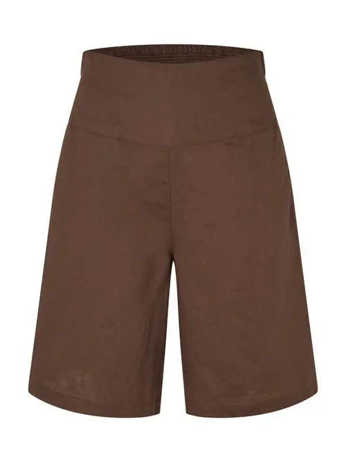 MASAI COPENHAGEN Mapinja Smock Waist Linen Shorts - Sh. Chocolate