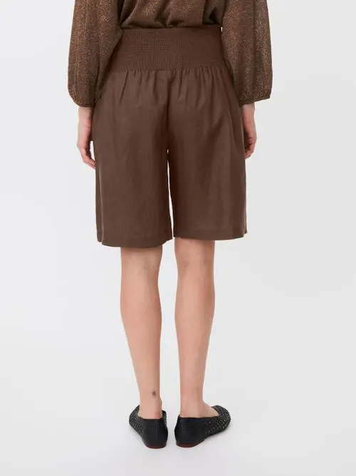 MASAI COPENHAGEN Mapinja Smock Waist Linen Shorts - Sh. Chocolate