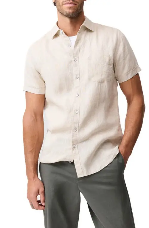 Rodd & Gunn Palm Beach Sports Fit Short Sleeve Linen Button-up Shirt - Oatmeal