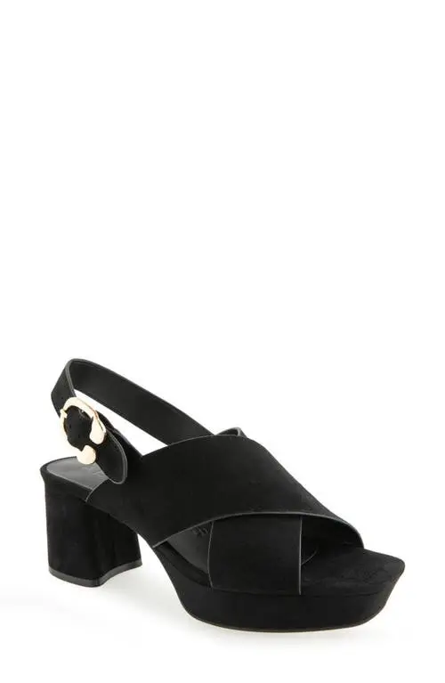 Aerosoles Pura Platform Sandal - Black Suede