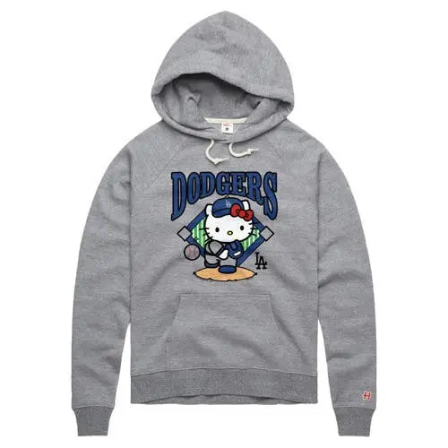 HOMAGE Hello Kitty X Los Angeles Dodgers Pitch Tri-blend Hoodie - Gray
