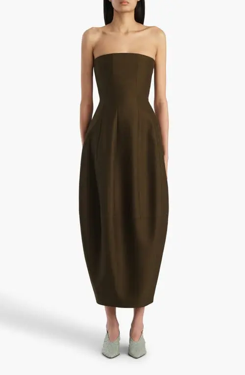 Khaite Stela Strapless Dress - Dark Olive