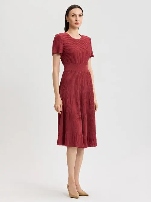 Misook Ribbed Soft Knit Midi Dress