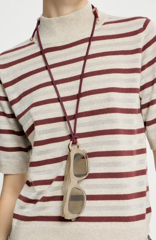 Brunello Cucinelli Alcantara Glasses Cord With Monili - Burgundy