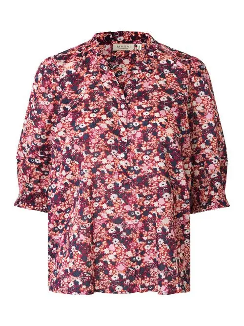 MASAI COPENHAGEN Mabrenitha Floral Mandarin Collar Blouse