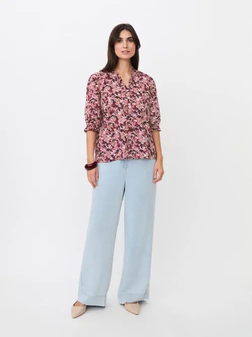 MASAI COPENHAGEN Mabrenitha Floral Mandarin Collar Blouse