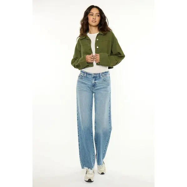 KANCAN Frankie Low Slung Baggy Wide Jeans - Medium Wash