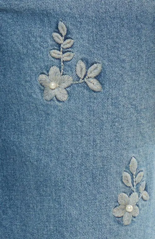 KANCAN Kimberly Mid Rise Wide Leg Jeans With Floral Embroidery